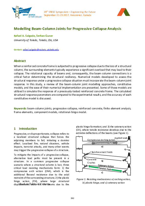 (PDF) Modelling Beam-Column Joints for Progressive Collapse Analysis