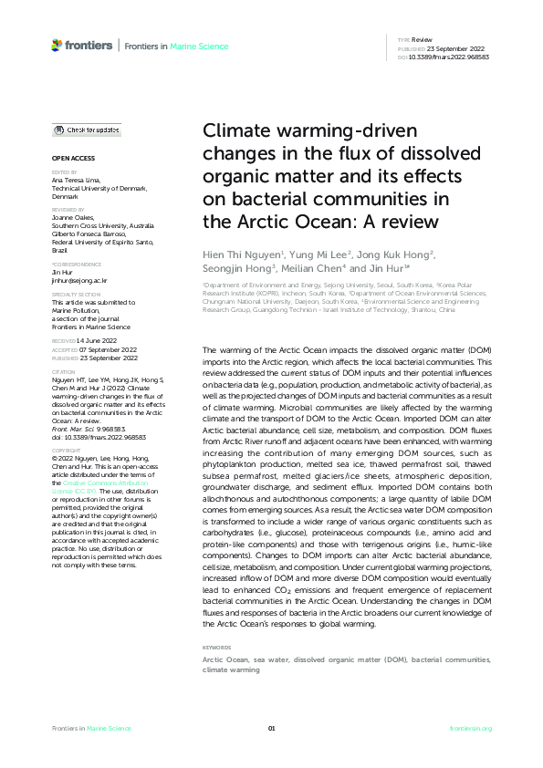 (PDF) Climate warming-driven changes in the flux of dissolved organic matter and its effects on ...