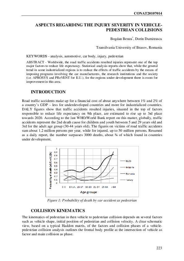 (PDF) Aspects Regarding the Injury Severity in Vehicle-Pedestrian ... (PDF) Aspects Regarding the Injury Severity in Vehicle-Pedestrian ...