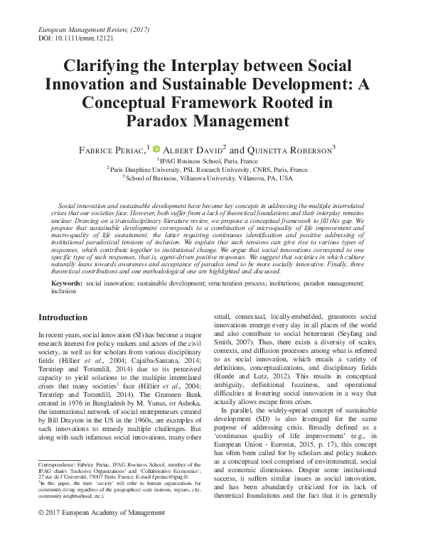 (PDF) Clarifying the Interplay between Social Innovation and ...