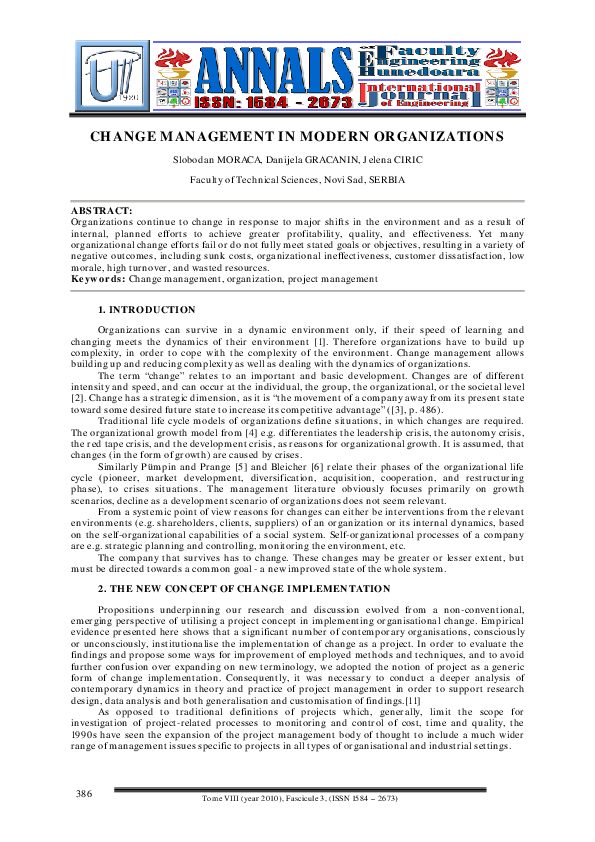 (PDF) Change Management in Modern Organizations