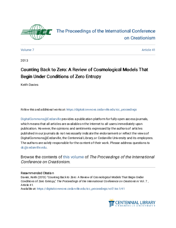 (PDF) Counting Back to Zero: A Review of Cosmological Models That Begin ...
