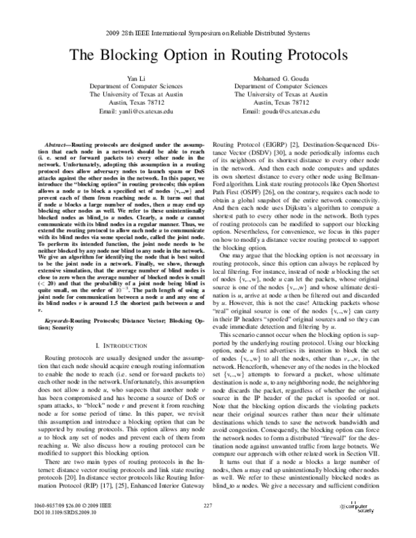 (PDF) The Blocking Option in Routing Protocols