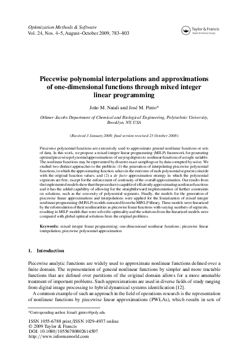 (PDF) Piecewise polynomial interpolations and approximations of one-dimensional functions ...