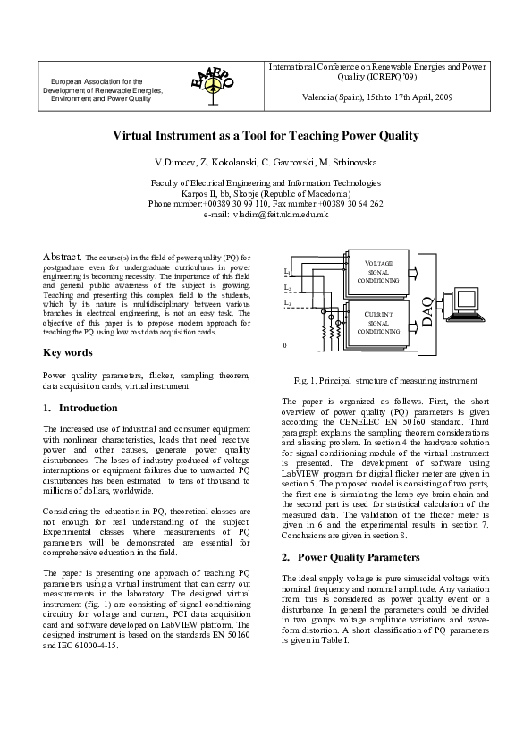 (PDF) Virtual instrument as a tool for teaching power quality