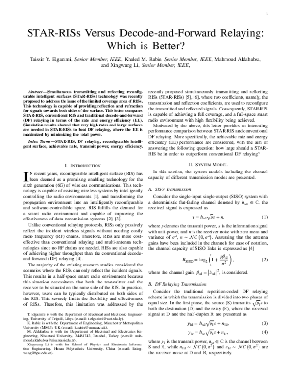 (PDF) STAR-RISs Versus Decode-and-Forward Relaying: Which is Better?