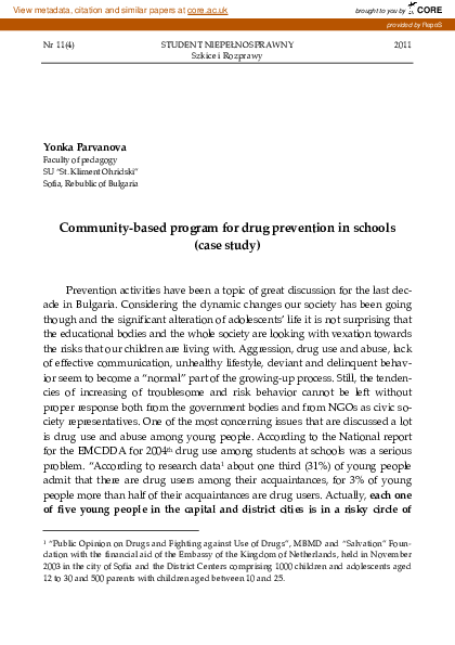 (PDF) Community‐based program for drug prevention in schools (case study)