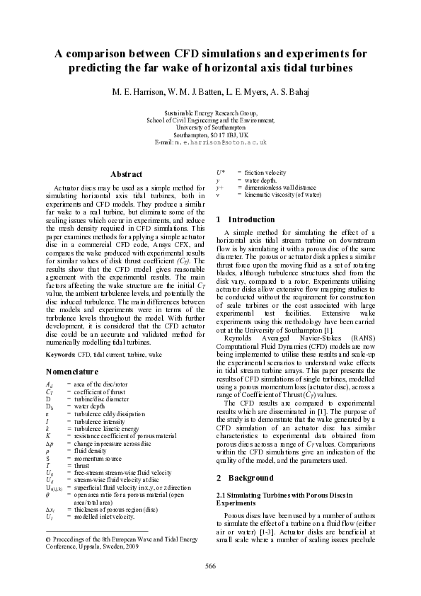 (PDF) Comparison between CFD simulations and experiments for predicting the far wake of ...
