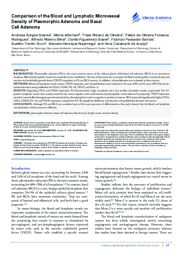 (PDF) Comparison of the Blood and Lymphatic Microvessel Density of ...