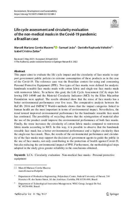 (PDF) Life cycle assessment and circularity evaluation of the non ...