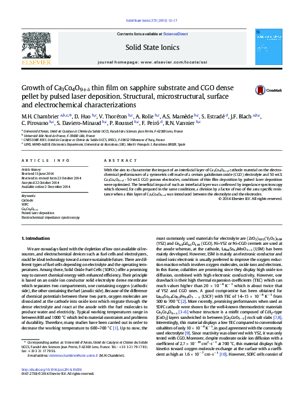 (PDF) Growth of Ca3Co4O9+δ thin film on sapphire substrate and CGO ...
