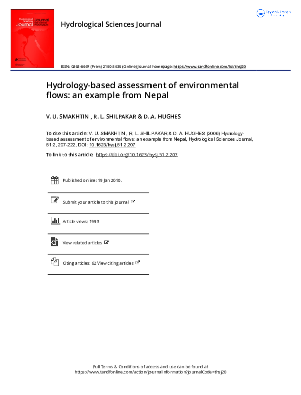 (PDF) Hydrology-based assessment of environmental flows: an example ...