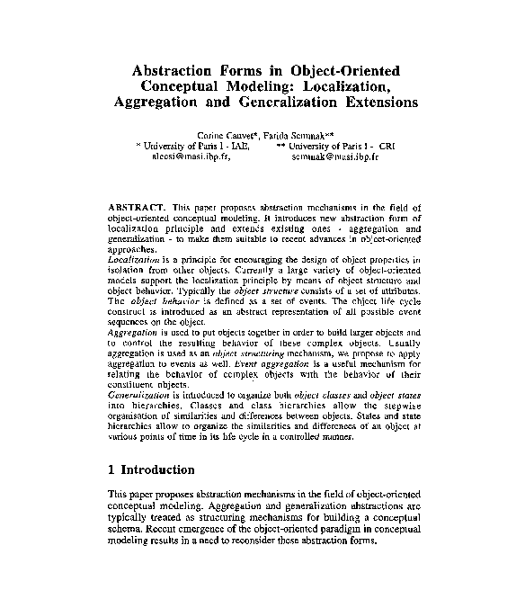 (PDF) Abstraction forms in object-oriented conceptual modeling: Localization, aggregation and ...