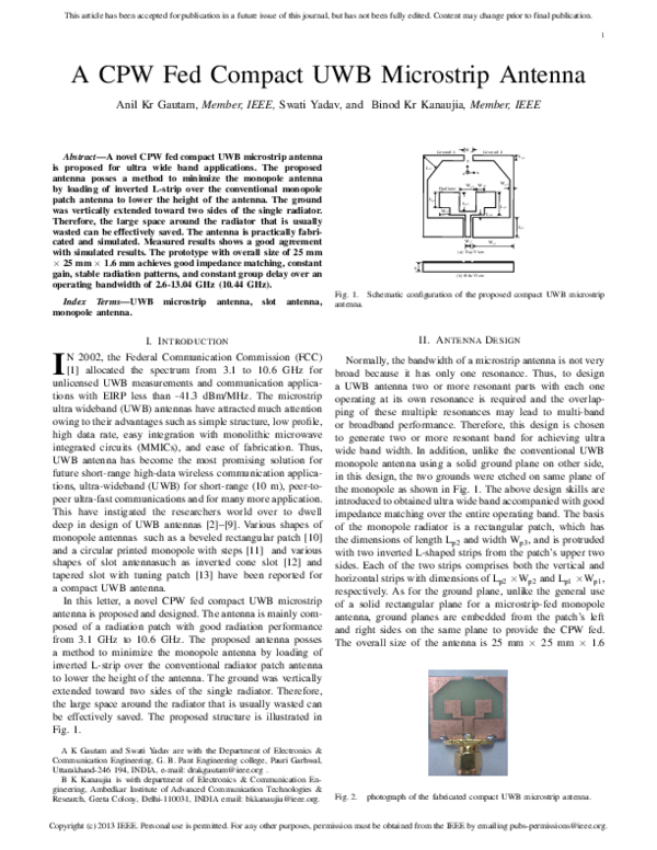 (PDF) A CPW-Fed Compact UWB Microstrip Antenna