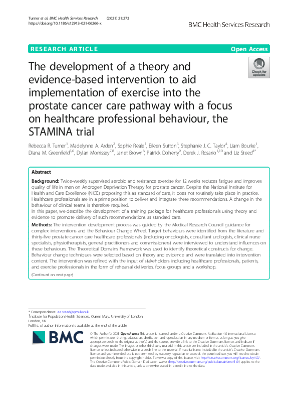 (PDF) The development of a theory and evidence-based intervention to ...
