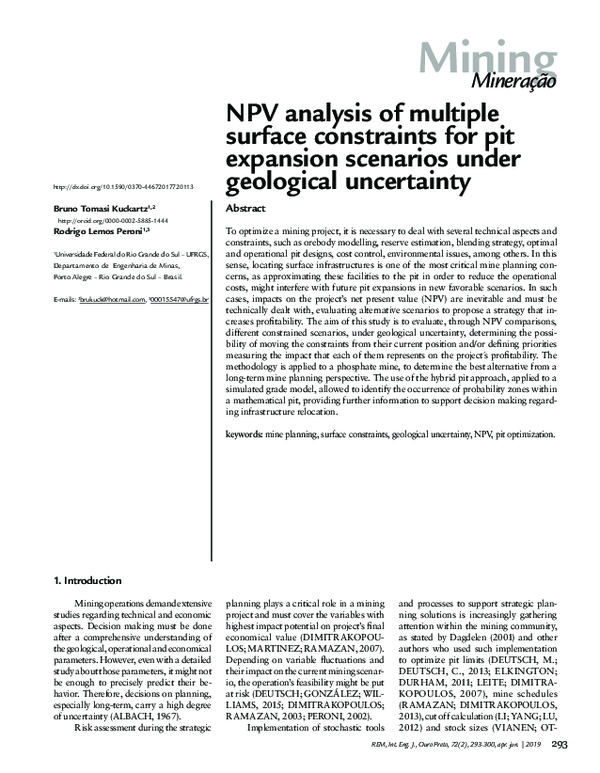 (PDF) NPV analysis of multiple surface constraints for pit expansion scenarios under geological ...