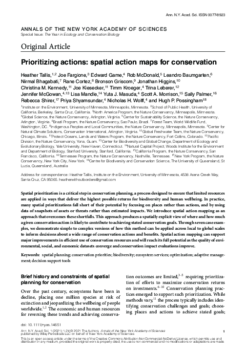 (PDF) Prioritizing actions: spatial action maps for conservation