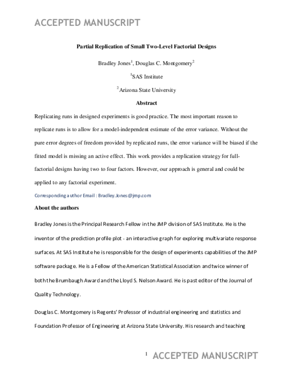 (PDF) Partial replication of small two-level factorial designs