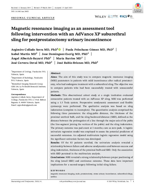 (PDF) Magnetic resonance imaging as an assessment tool following ...