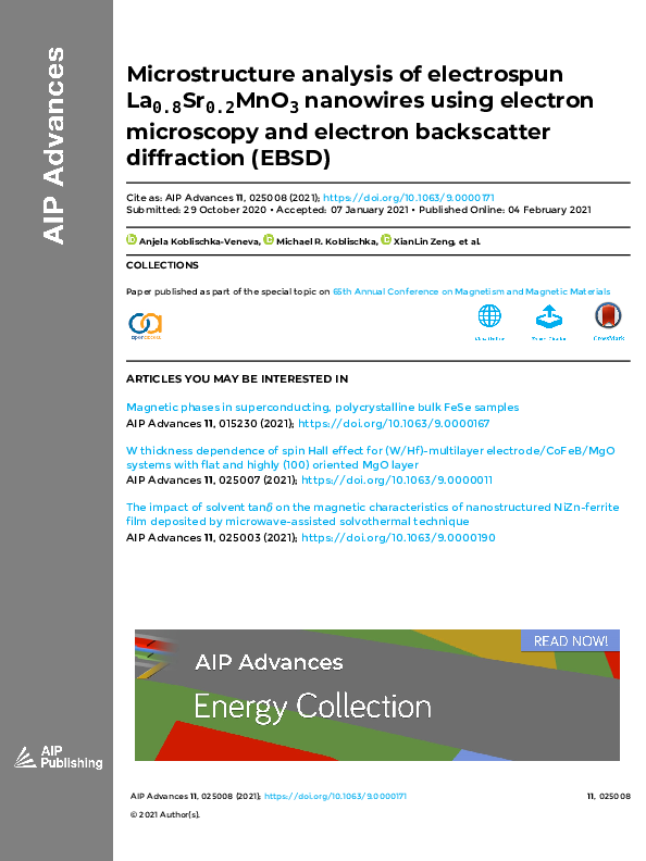 (PDF) Microstructure analysis of electrospun La0.8Sr0.2MnO3 nanowires using electron microscopy ...