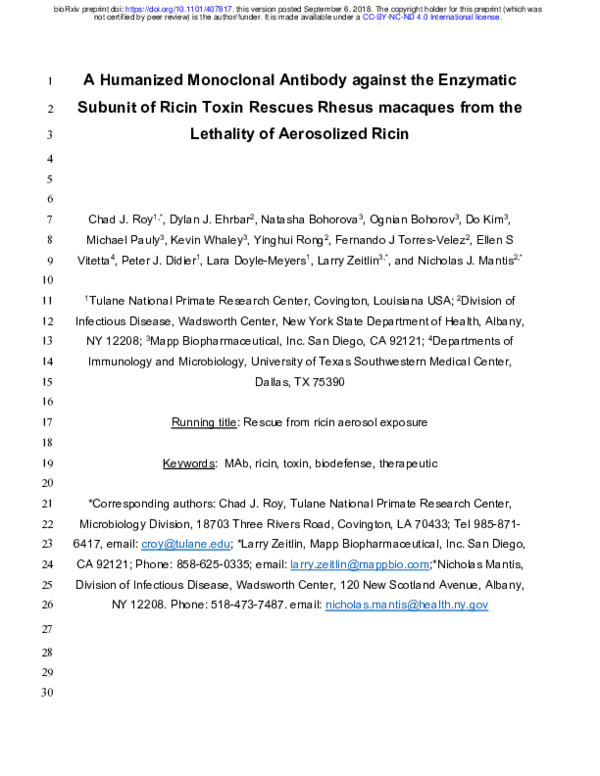 (PDF) A Humanized Monoclonal Antibody against the Enzymatic Subunit of ...