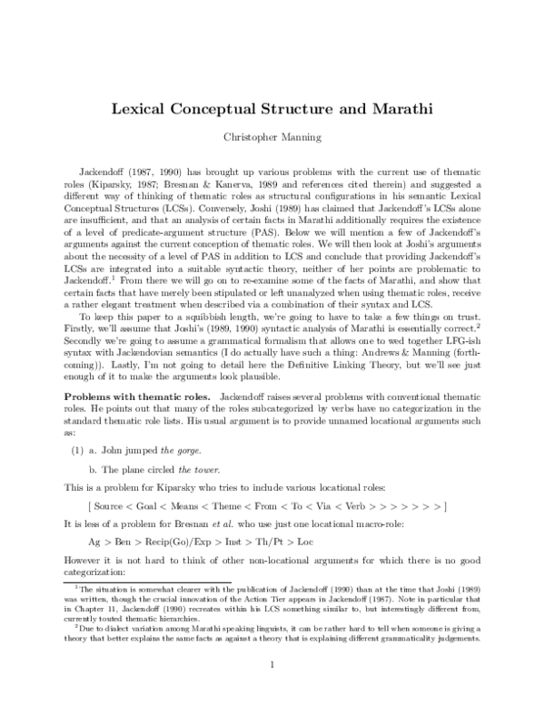 (PDF) Lexical Conceptual Structure and Marathi