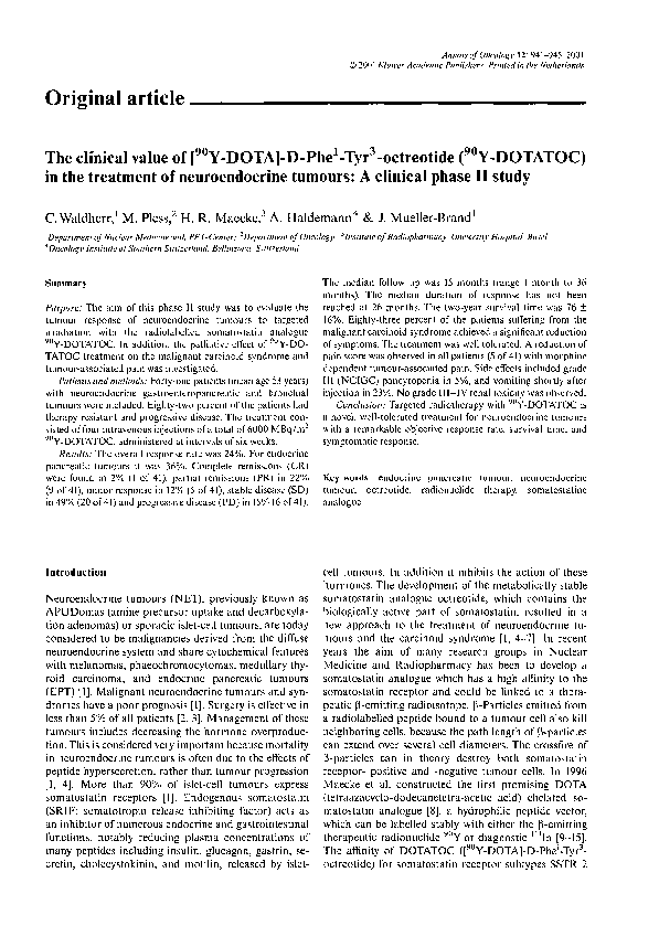 (PDF) The clinical value of [90Y-DOTA]-D-Phe1-Tyr3-octreotide (90Y ...