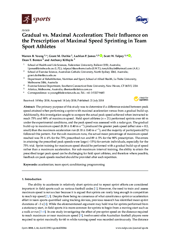 (PDF) Gradual vs. Maximal Acceleration: Their Influence on the Prescription of Maximal Speed ...
