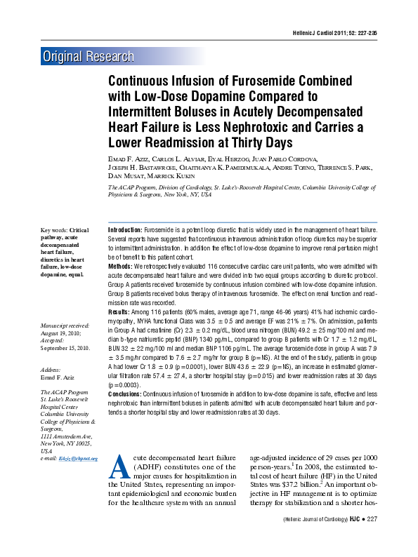(PDF) Continuous infusion of furosemide combined with low-dose dopamine ...