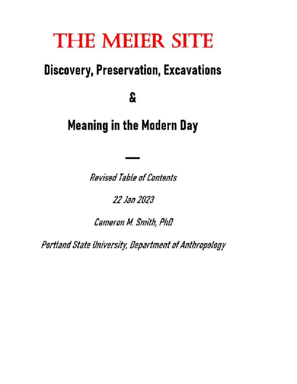 (PDF) The Meier Site: Discovery, Preservation, Excavations and Meaning ...