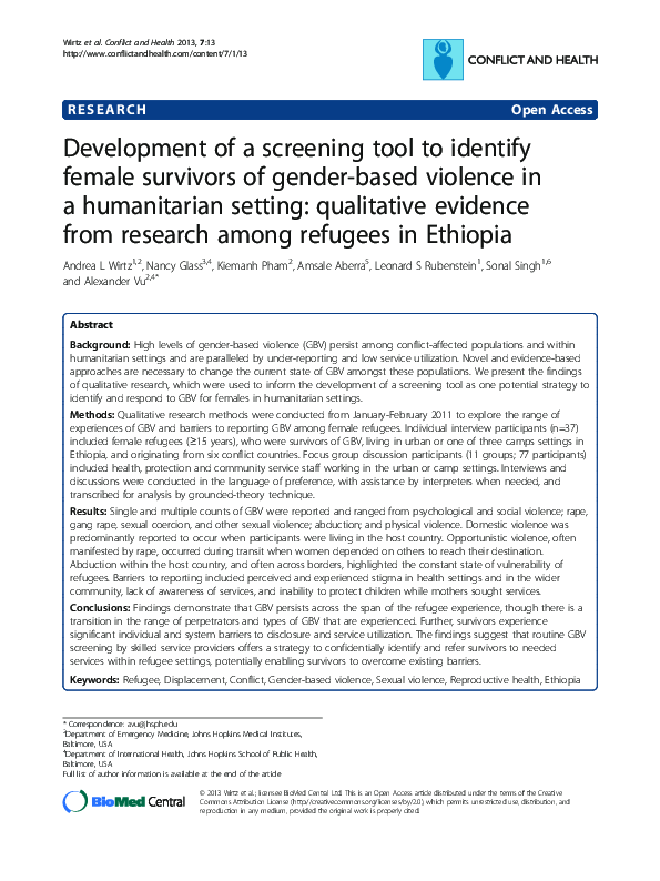 (PDF) Development of a screening tool to identify female survivors of ...