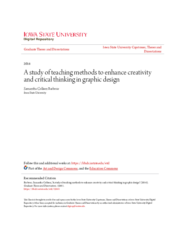 (PDF) A study of teaching methods to enhance creativity and critical ...