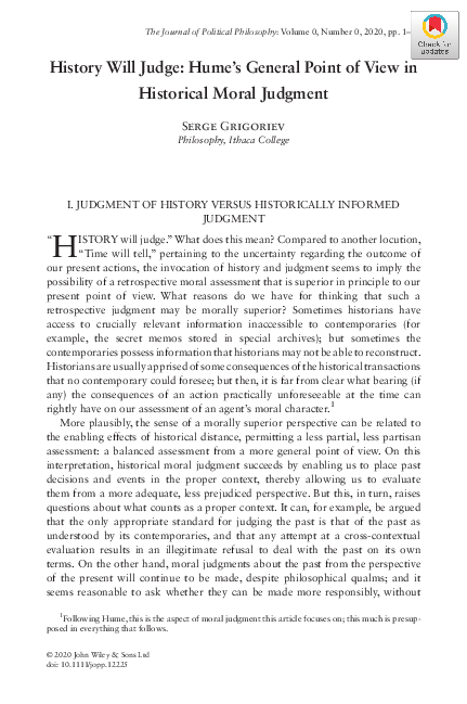 (PDF) History Will Judge: Hume's General Point of View in Historical ...