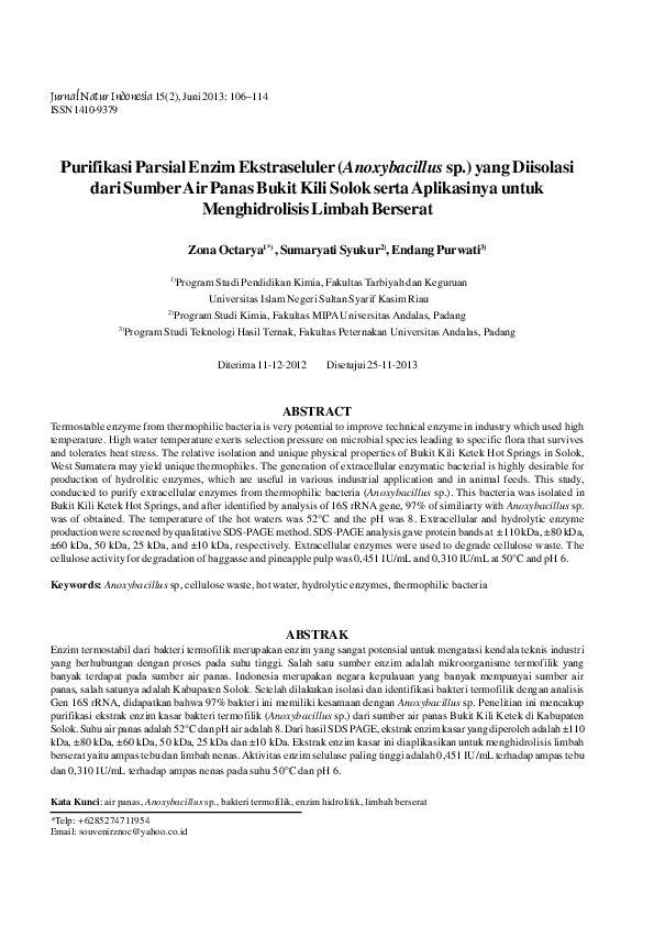 (PDF) Purifikasi Parsial Enzim Ekstraseluler (Anoxybacillus sp.) yang ...