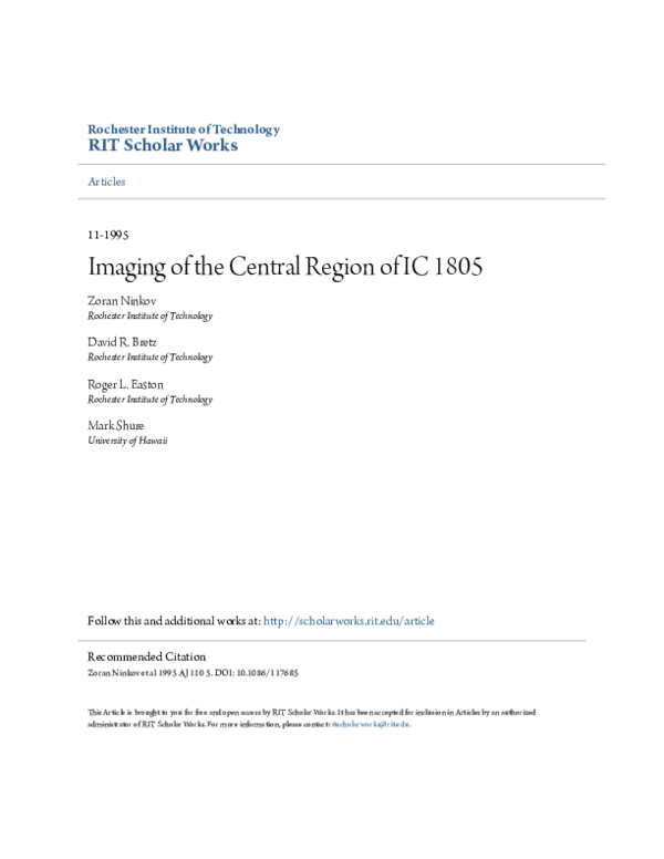 (PDF) Imaging of the Central Region of IC 1805