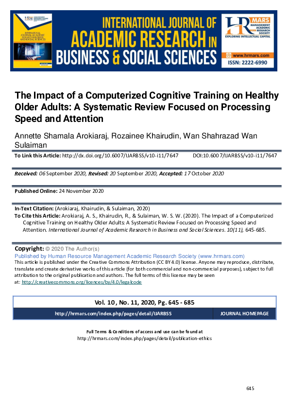 (PDF) The Impact of a Computerized Cognitive Training on Healthy Older ...