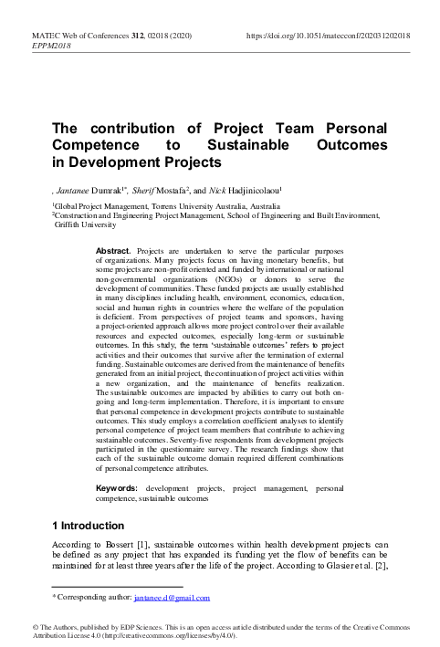 (PDF) The contribution of Project Team Personal Competence to ...