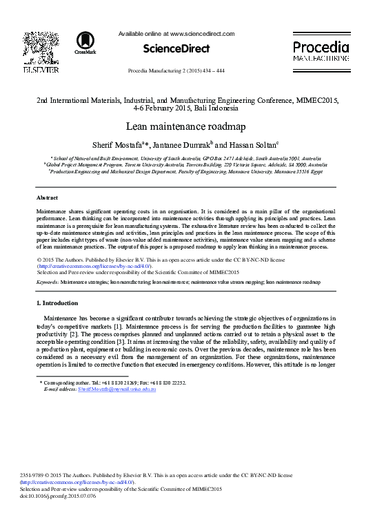 (PDF) Lean Maintenance Roadmap