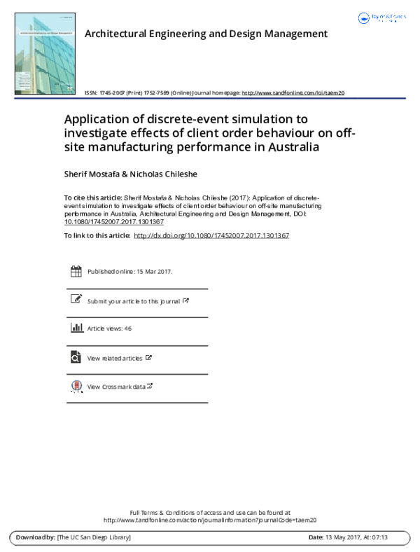 (PDF) Application of discrete-event simulation to investigate effects ...