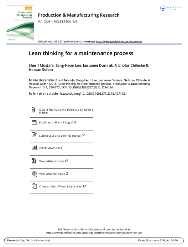 (PDF) Lean thinking for a maintenance process
