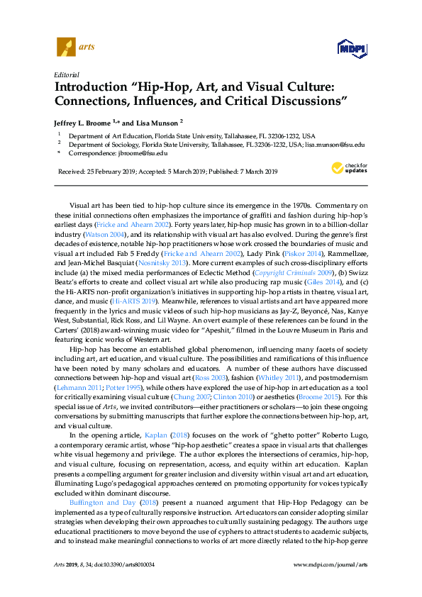 (PDF) Introduction “Hip-Hop, Art, and Visual Culture: Connections ...
