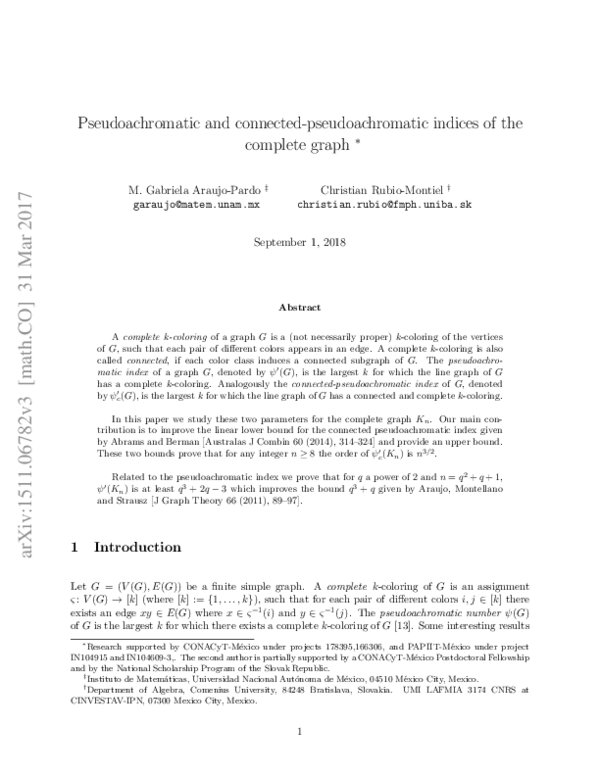 (PDF) Pseudoachromatic and connected-pseudoachromatic indices of the complete graph
