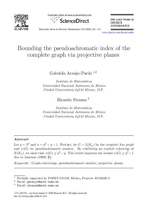 (PDF) Bounding the pseudoachromatic index of the complete graph via projective planes