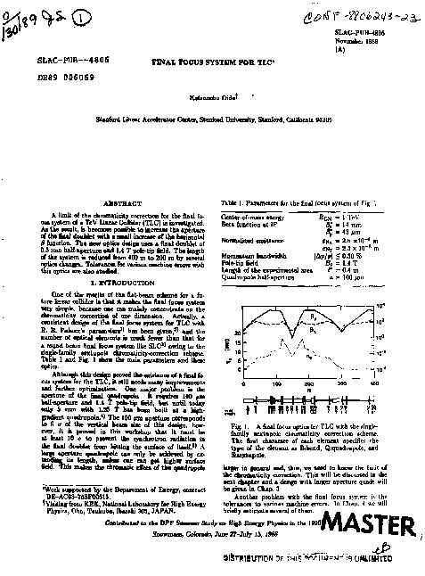 (PDF) Final focus system for TLC