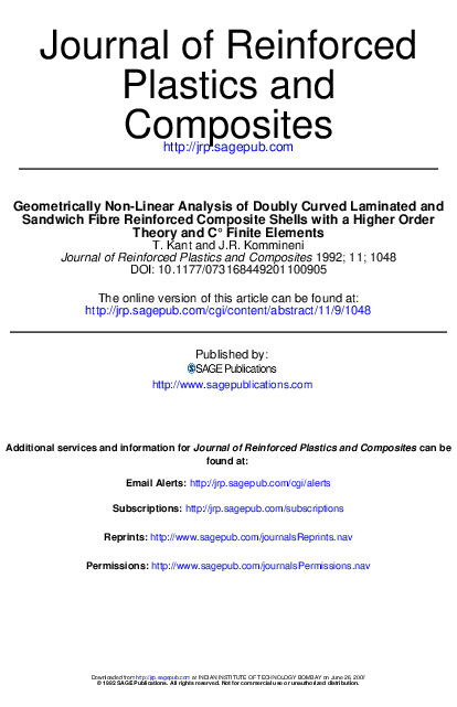 (PDF) Geometrically Non-Linear Analysis of Doubly Curved Laminated and Sandwich Fibre Reinforced ...
