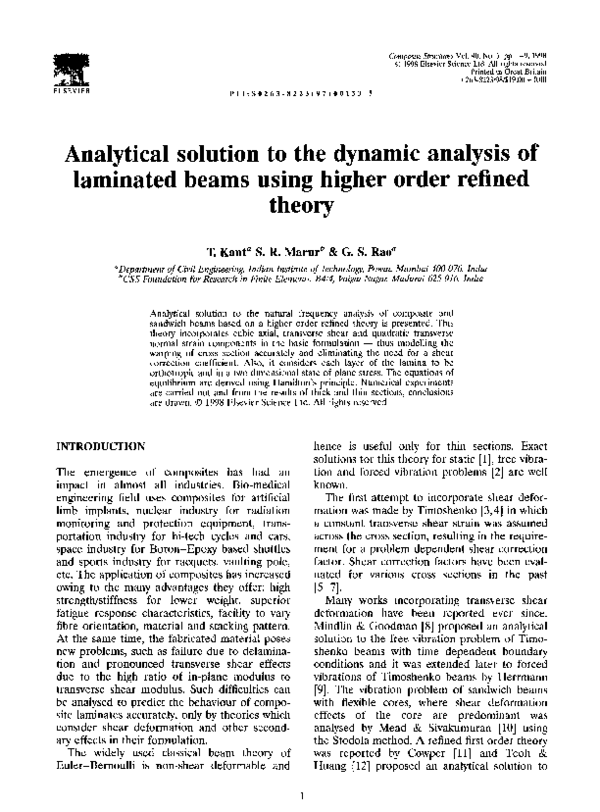 (PDF) Analytical solution to the dynamic analysis of laminated beams using higher order refined ...