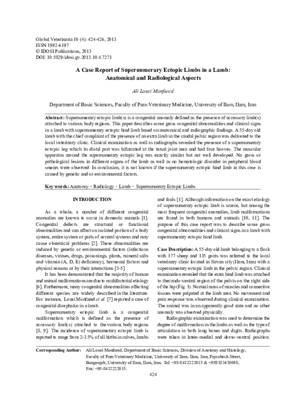 (PDF) A Case Report of Supernumerary Ectopic Limbs in a Lamb ...