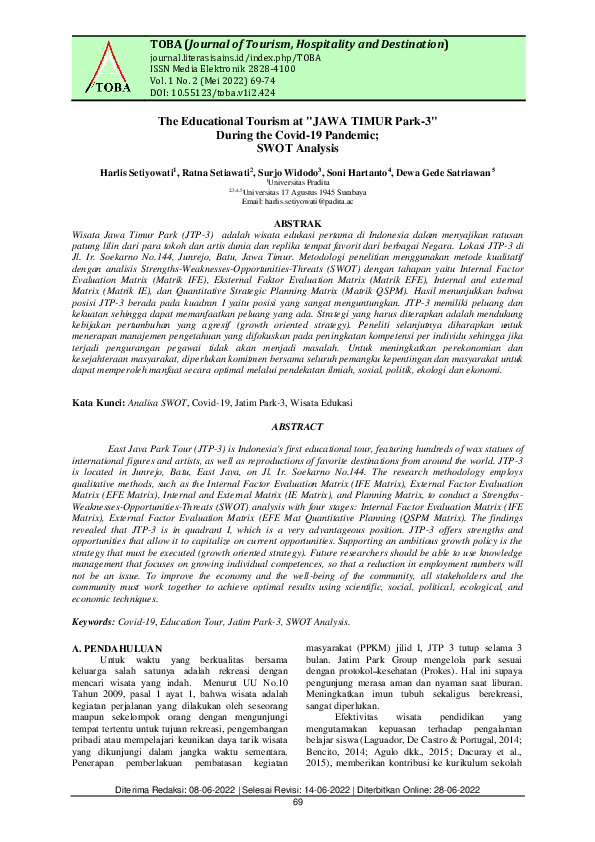 (PDF) The Educational Tourism at "JAWA TIMUR Park-3" During the Covid ...