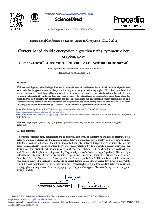 (PDF) Content Based Double Encryption Algorithm Using Symmetric Key ...