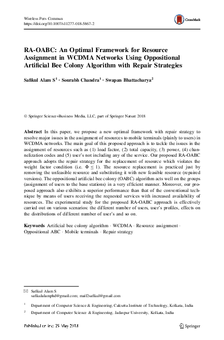(PDF) RA-OABC: An Optimal Framework for Resource Assignment in WCDMA ...
